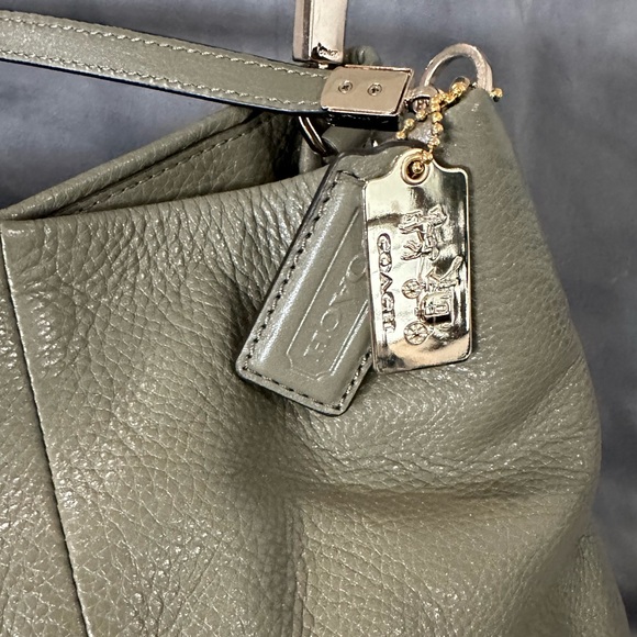 Coach | Bags | Coach Leather Shoulder Bag Green Olive Army Pebbled Soft ...